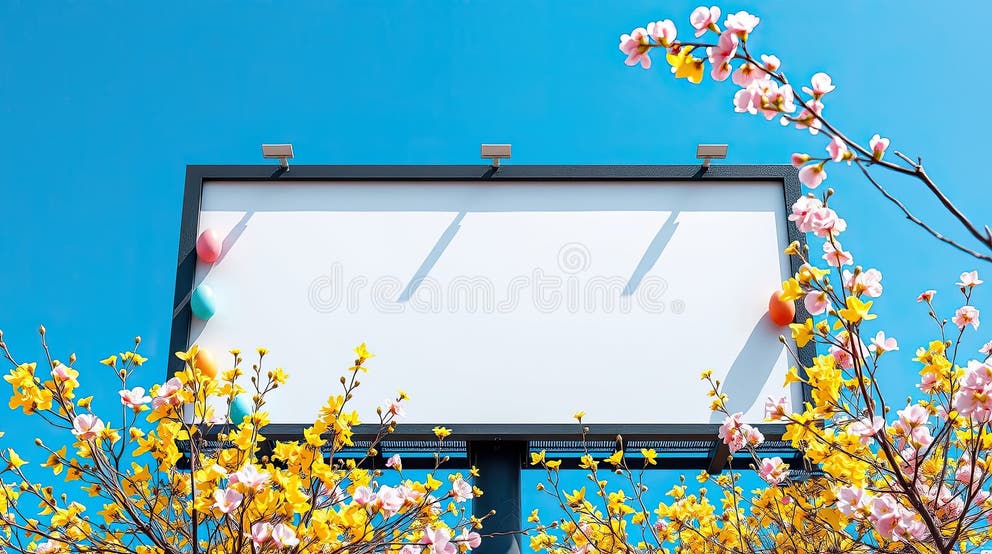 Blank Billboard Outdoors in Spring. Copy Space Board for Advertisement ...