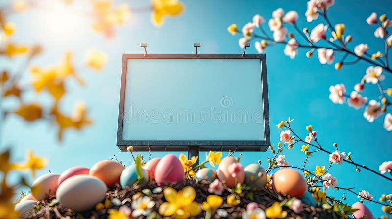 Blank Billboard Outdoors in Spring. Copy Space Board for Advertisement ...