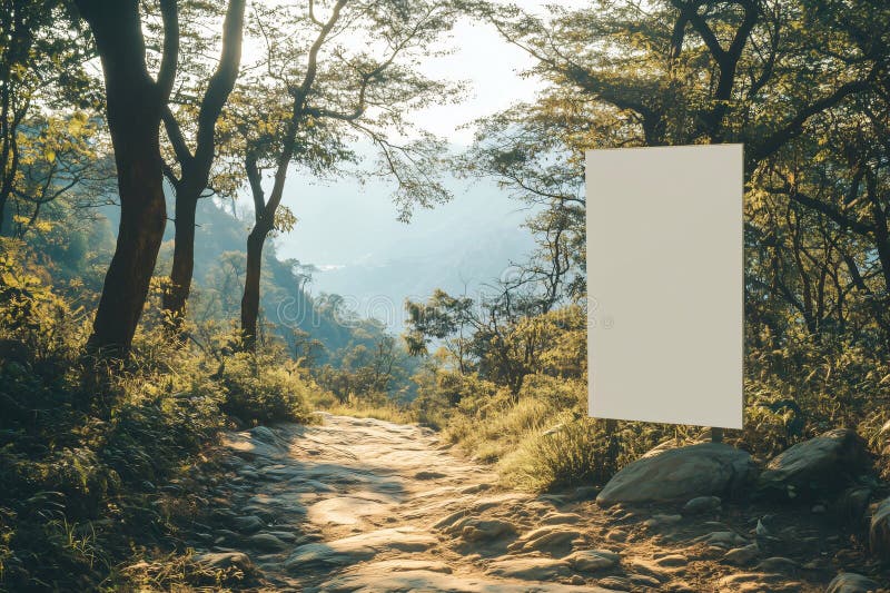 Blank Billboard Panel Mockup in Peaceful Natural Forest Setting Stock ...