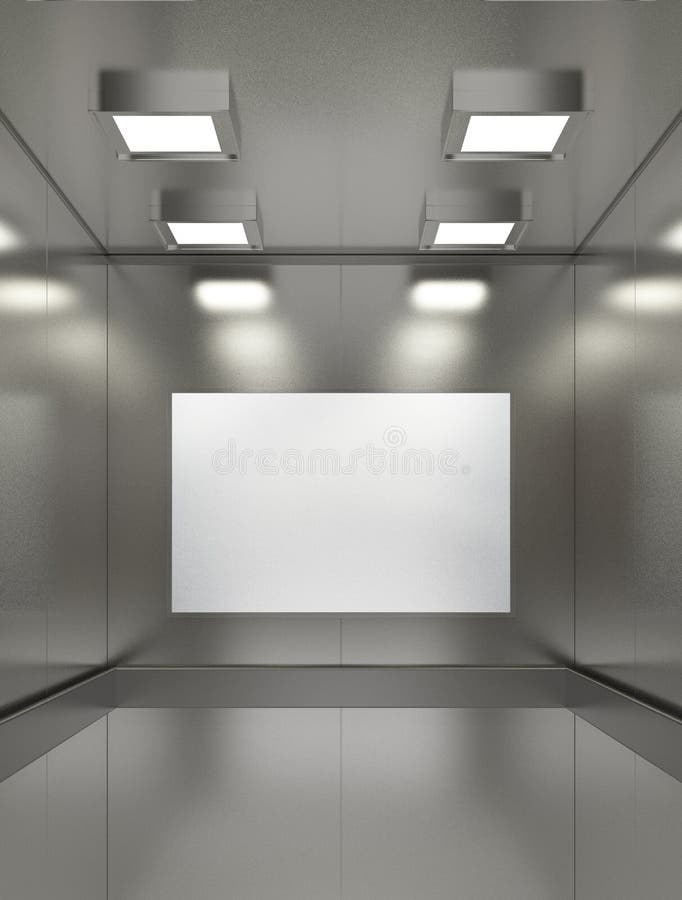 Blank Billboard or Poster Inside of Empty Elevator Cabin Stock ...