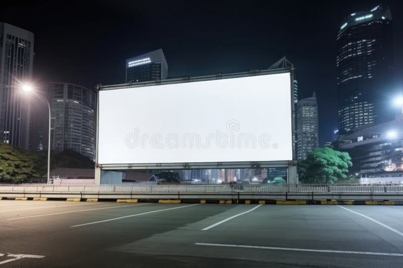 Blank Billboard Ready for New Advertisement in City with Skyscrapers ...