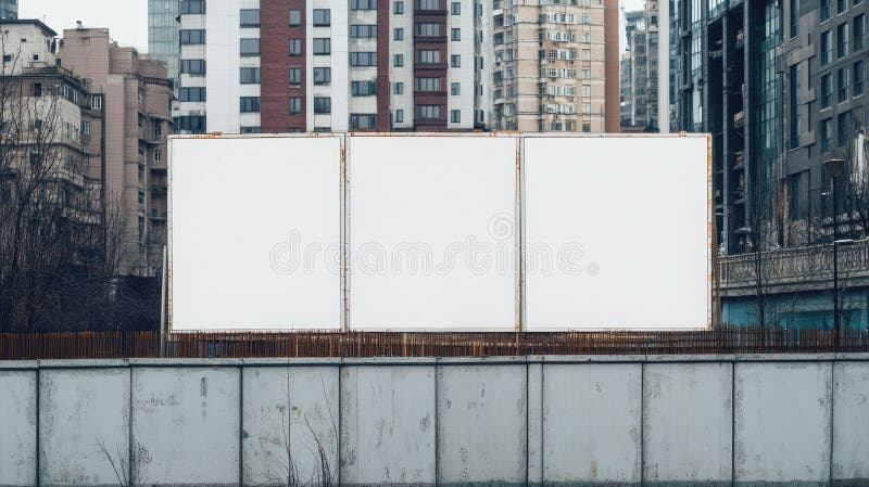 A Blank Billboard on the Side of a Building, Ready for Advertisement or ...