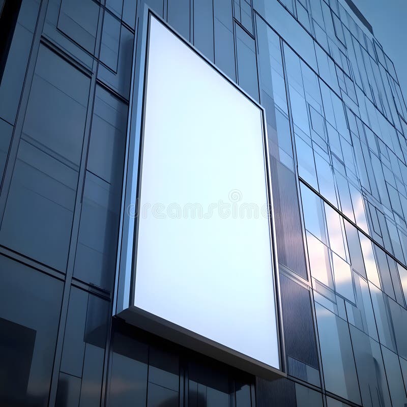 Blank Billboard Sign on Modern Glass Building Exterior Stock ...