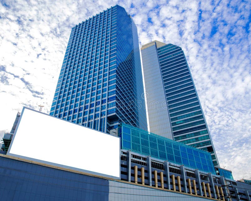 Blank Billboard of Skyscraper for Advertising Stock Photo - Image of ...