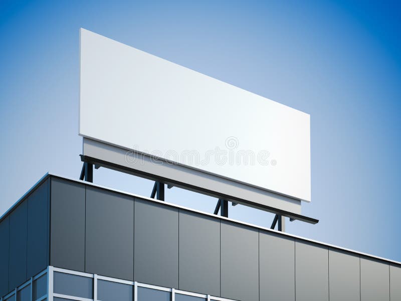 Big Billboard on the Office Building. 3d Rendering Stock Photo - Image ...