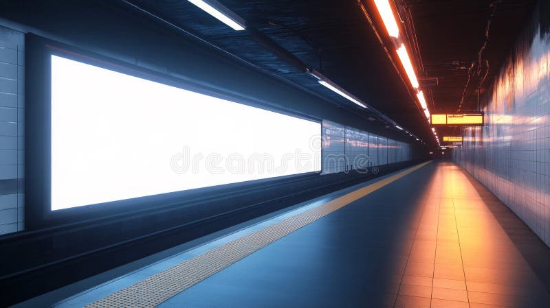 Blank Billboard on a Subway Platform Stock Illustration - Illustration ...