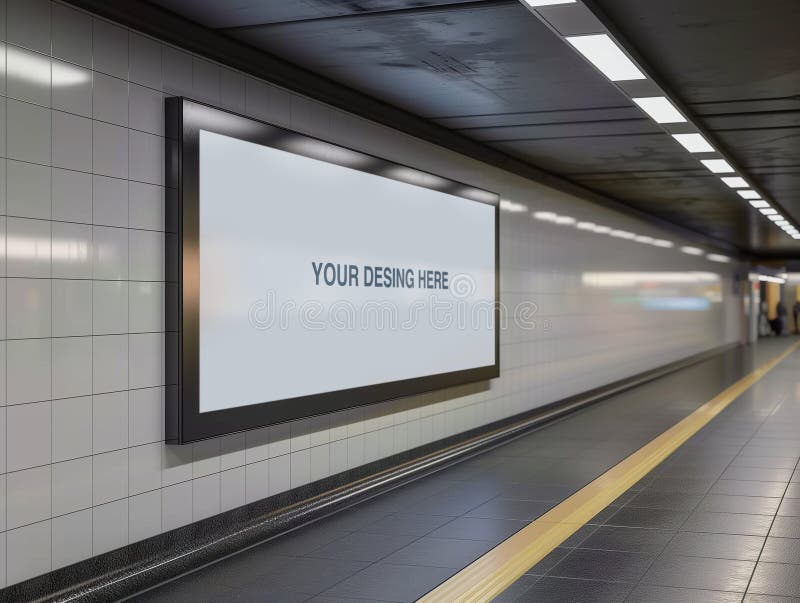 Blank Billboard in Subway Station Stock Illustration - Illustration of ...