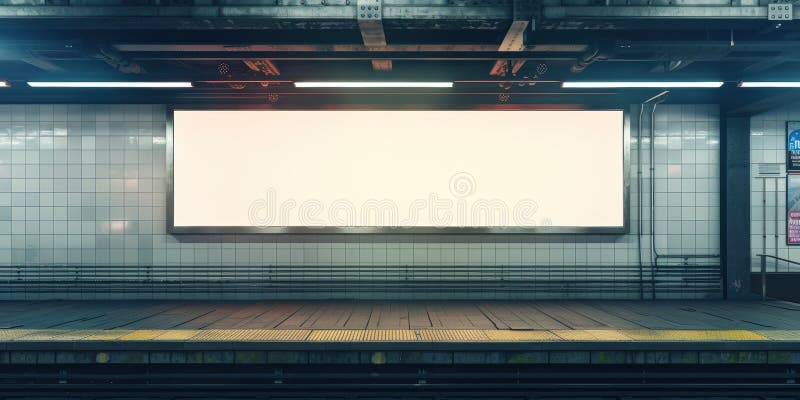 Blank Billboard in Subway Station. Created by Generative Artificial ...