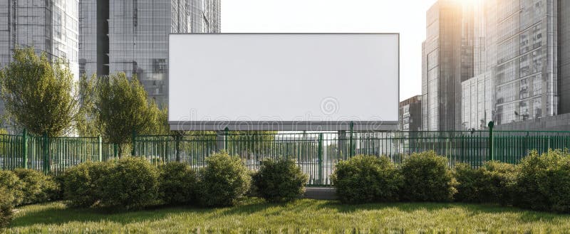 The Blank Billboard Surrounded by a Modern Urban Landscape and Greenery ...