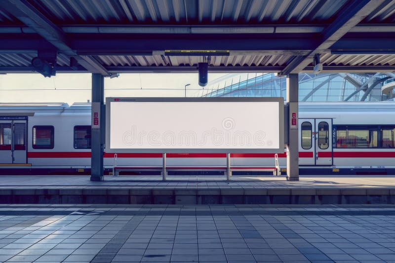 Blank Billboard at Train Station Platform Stock Illustration ...
