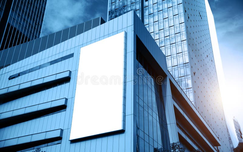 Blank Billboard on Wall of Modern Building Stock Photo - Image of ...