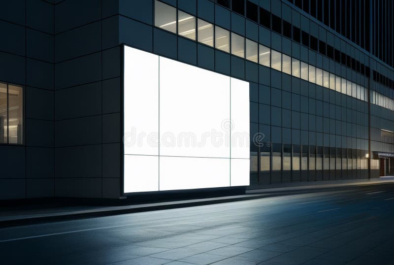 Blank Billboard on the Wall of Office Building. 3d Rendering Stock ...
