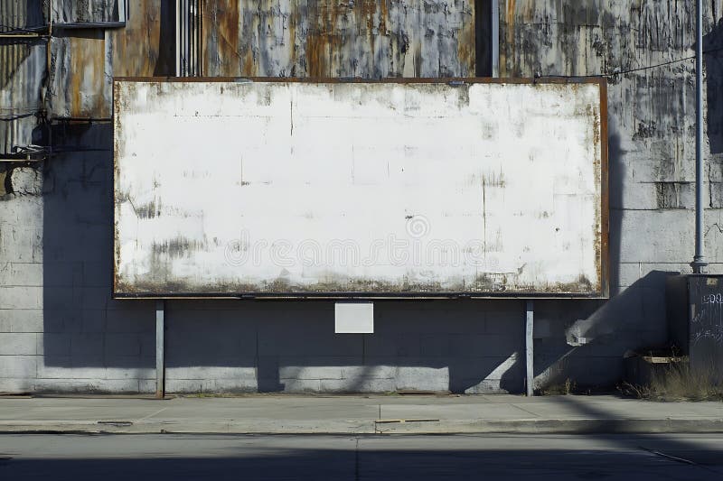 Blank Billboard on Weathered Wall Stock Illustration - Illustration of ...