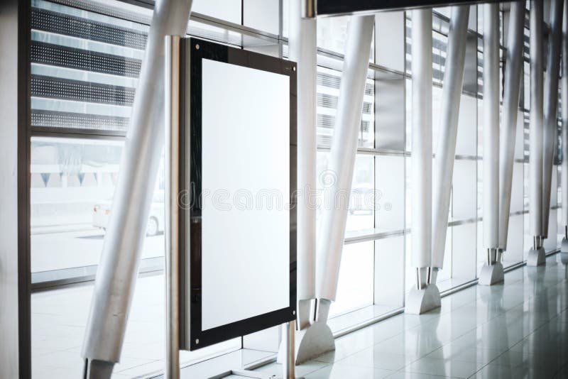 Blank Black Advertising Stand in Office Stock Image - Image of city ...