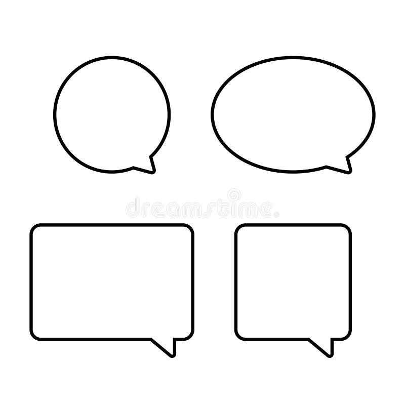 Blank Black Border Speech Bubbles. Stock Vector - Illustration of ...