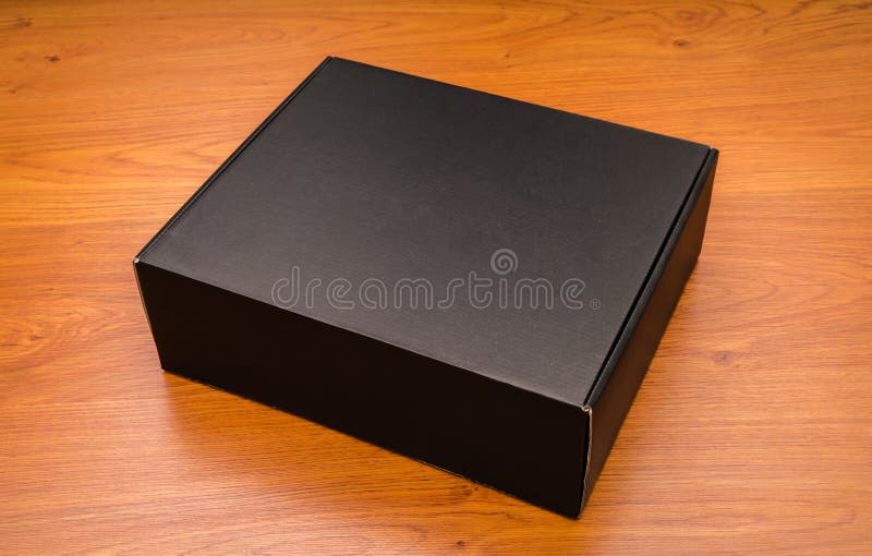 Blank Black Box Mock Up on Wood Background. Stock Photo - Image of ...