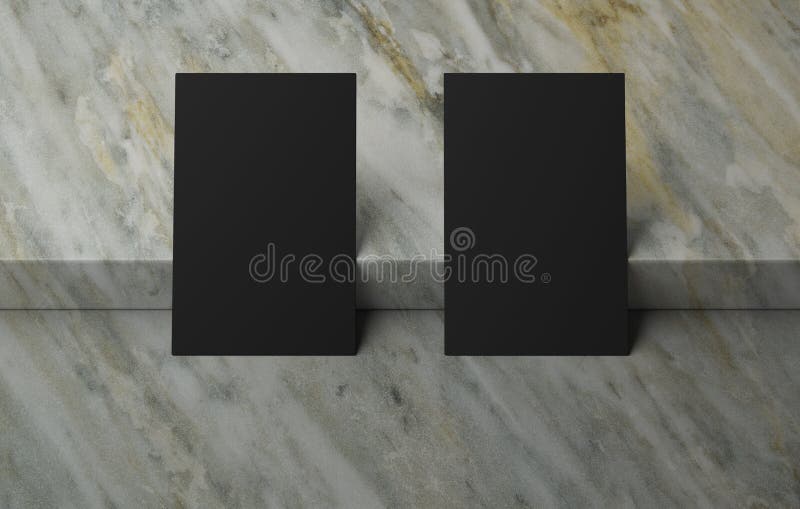 Blank Black Business Name Card Mockup on Marble Box Podium Stock ...