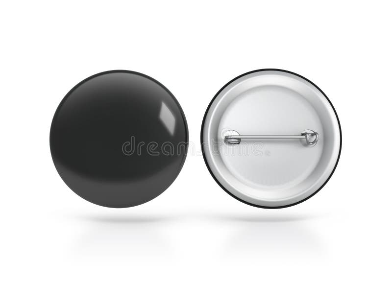Blank Black Button Badge Mockup, Front Back Side, Clipping Path Stock ...