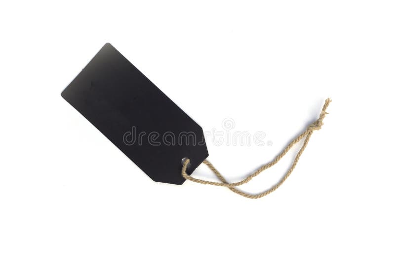 Blank Black Cardboard Price Tag or Label Tag with Thread Isolated on ...