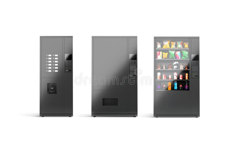 Blank Black Coffee Vending Machine Mockup, Different Types, Front View ...