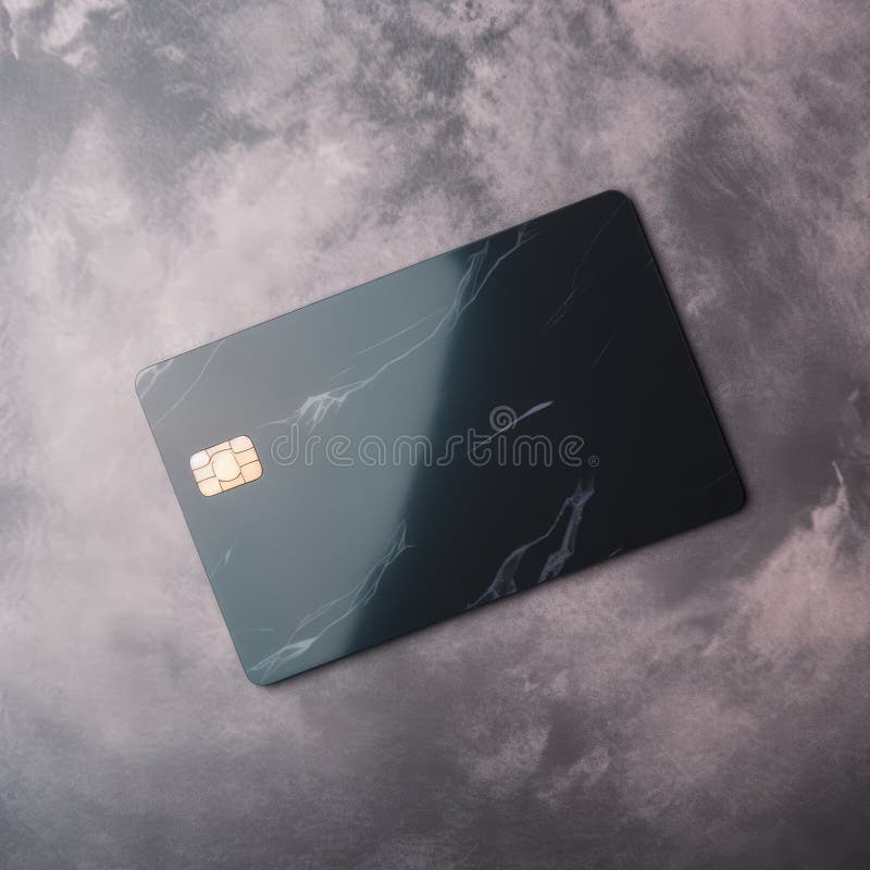 Blank Black Credit Card with Microchip on Grey, Copy Space, Created ...