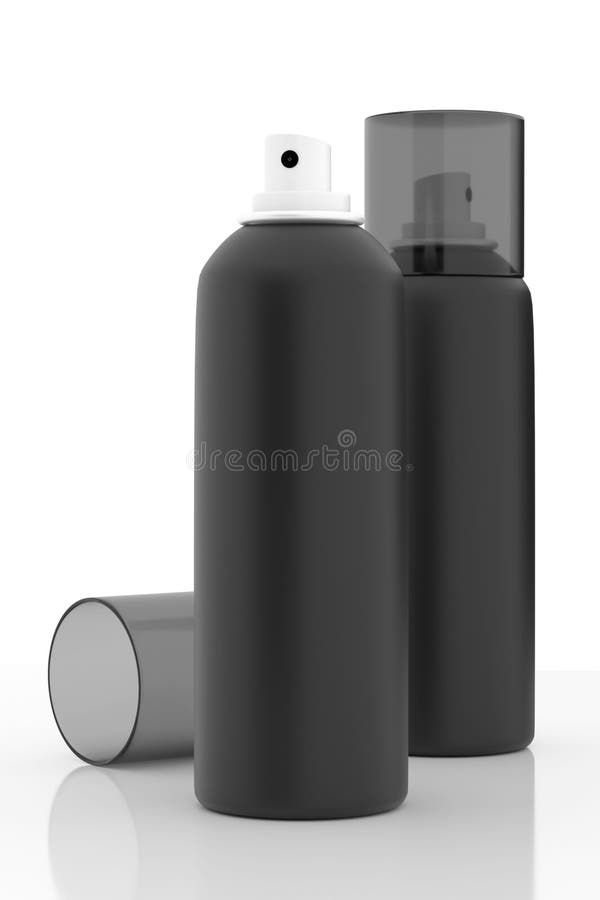 Blank Black Deodorant Perfume Spray Cans Mockup - 3D Illustration Stock ...