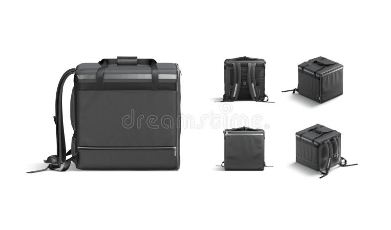 Blank Black Delivery Bag with Strap Mockup, Different Views Stock ...