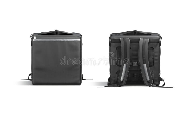 Blank Black Delivery Bag with Strap Mockup, Front Back View Stock ...