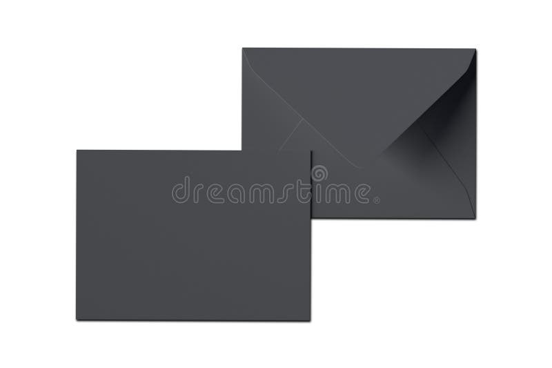 Black DL Envelope Mockup Isolated on White Background. 3d Rendering ...