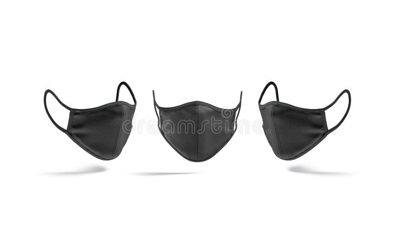 Blank Black Fabric Face Mask Mockup, Front and Side View Stock ...
