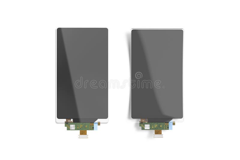 Blank Black Flat and Curved Rectangular Display Mockup, Top View Stock ...