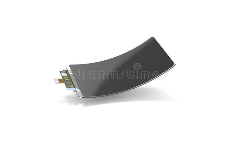 Blank Black Flexible Curved Rectangular Display Mockup, Isolated Stock ...