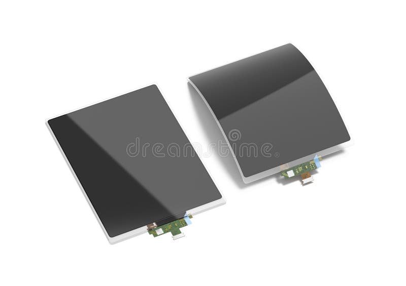 Blank Black Flexible Flat and Curved Rectangular Display Mockup ...