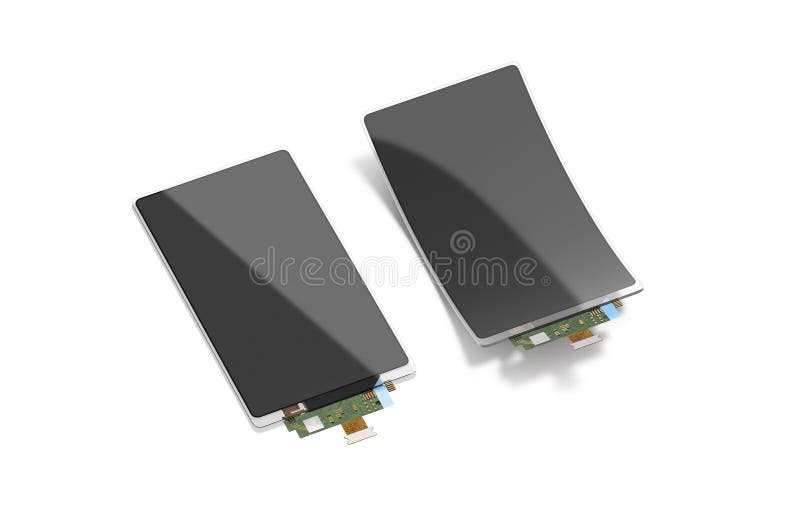 Blank Black Flexible Flat and Curved Rectangular Display Mockup ...
