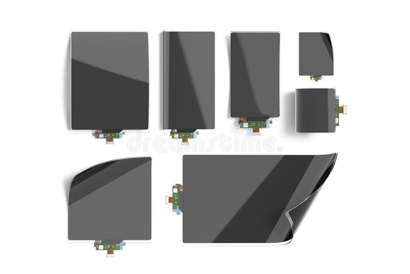 Blank Black Flexible Folded Rectangular Display Mockup, Different Size ...