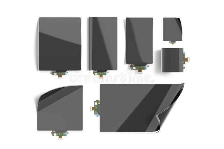 Blank Black Flexible Folded Rectangular Display Mockup, Different Size ...