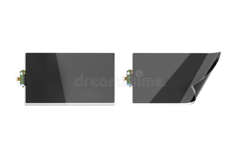 Blank Black Flexible Rectangular Display Flat and Folded Mockup ...