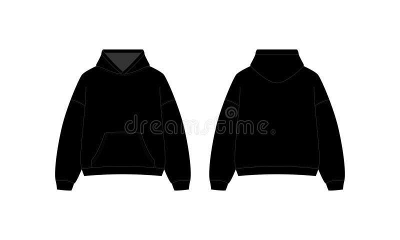 Blank Black Hoodie Mockup Template Hooded Sweatshirt Clipping Path For Design Stock