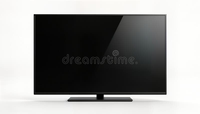 Blank Black LED TV Screen on Plain White Background. Modern Flat Panel ...
