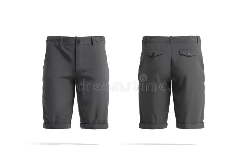 Blank Black Men Shorts Mockup, Front and Back View Stock Illustration ...