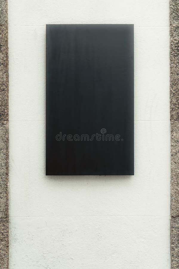 Blank Black Metal Sign Wall Mock-up Stock Image - Image of panel, wall ...