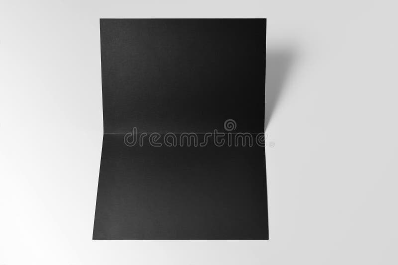 Blank Black Open Card Over Grey Background Stock Image - Image of empty ...