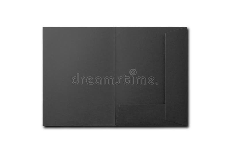Blank Black Open Paper Folder Mockup Isolated on White Background ...