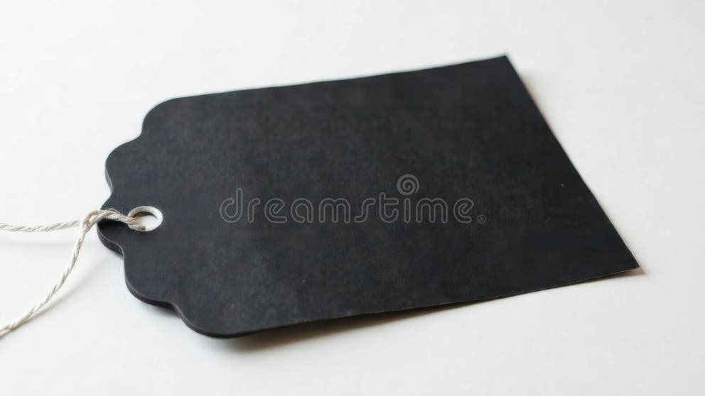 A Blank Black Paper Tag Mockup, Ready for Text, Stock Image - Image of ...