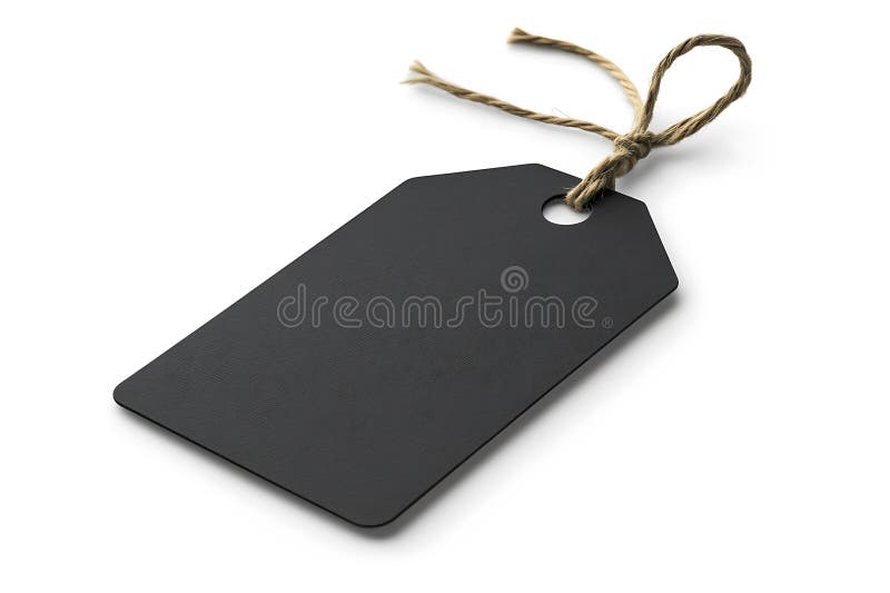 Minimalistic Black Price Tag with String Isolated on White Background ...