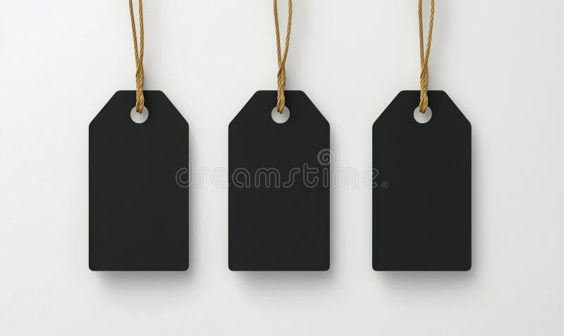Blank Black Price Tags String Labeling Branding Purposes Stock Photos ...