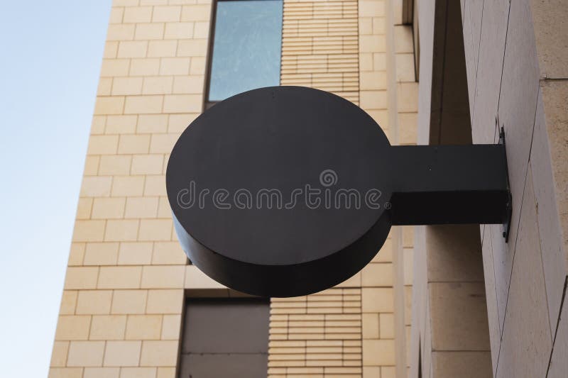 Blank Black Restaurant Sign on Roadside Building Wall Stock Photo ...