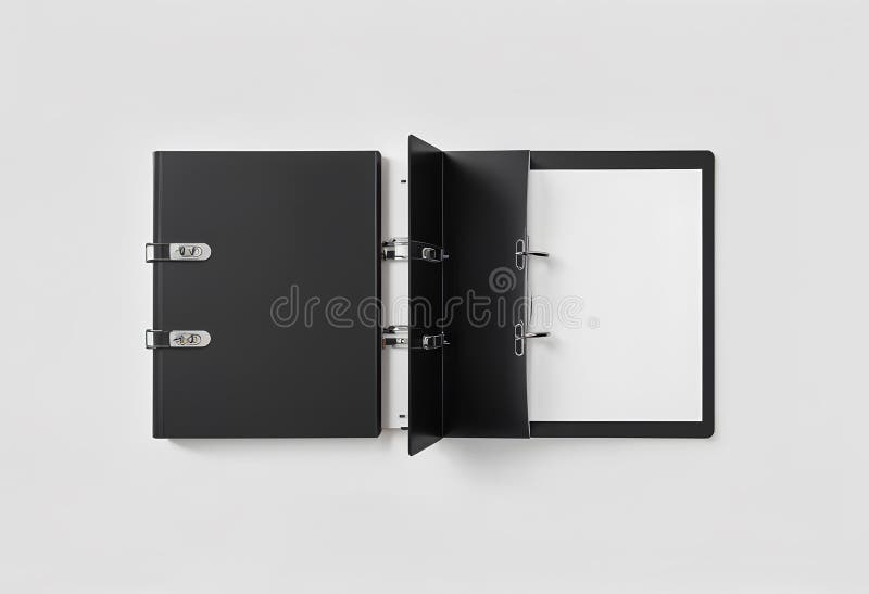 Blank Black Ring Binder Folder Design Mock Up Top View, 3d Rendering ...