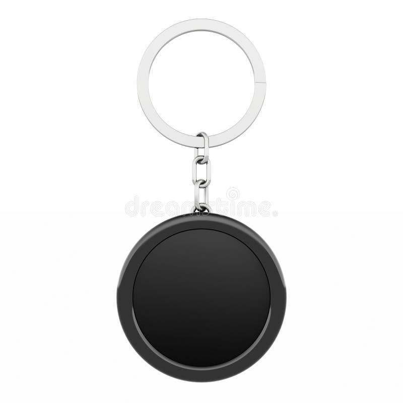 Blank Black Round Metal Key Chain with Key Ring. 3d Rendering Stock ...