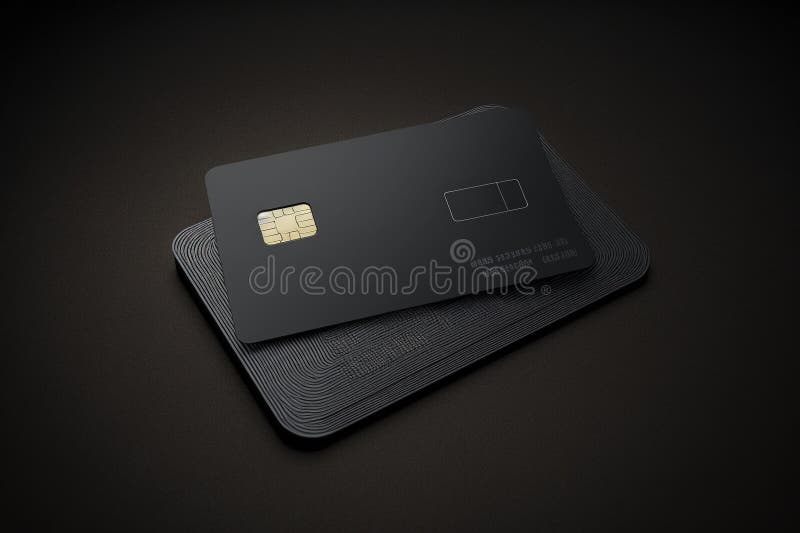 Blank Black SIM Smart Card on Black Background. Mock Up. Generat Stock ...